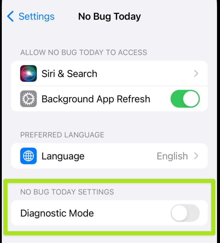 How To Add A Diagnostic Mode Using Settings bundle And SwiftUI